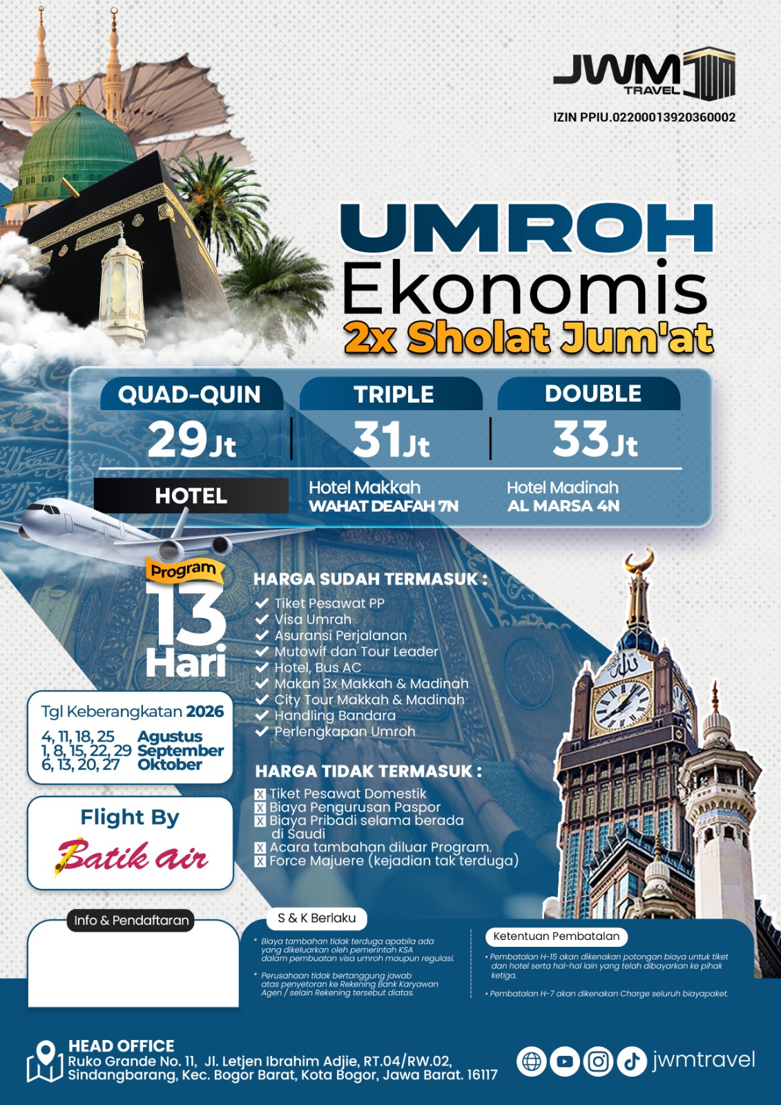 JWM Travel - Comfort with us. - Paket Umroh Lokasi Jakarta